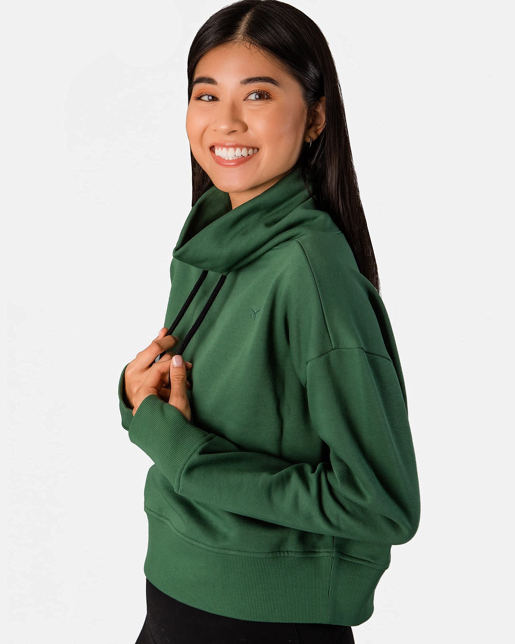 NxTSTOP Cropped Women's Sweatshirt - Ultrasoft & Odor Resistant Spruce/L Travleisure - Pullover Casual Sweatshirt For Airplane Travel, Yoga, Running