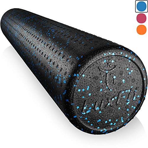 LuxFit Speckled Foam Rollers 3 Year Warranty High Density for Physical Therapy Exercise Deep Tissue Muscle Massage. Back Leg and Body Roller (Blue, 12 Inch)