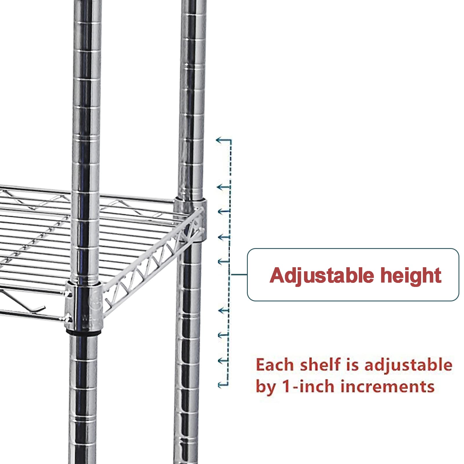 Ymlpre Commercial 5 Tier Steel Wire Shelving Unit with Wheels Ultradurable Heavy Duty Metal Storage Rack Organizer for Garage, Warehouse, Office, Restaurant, Classroom, Kitchen, 5-Tier with Wheels