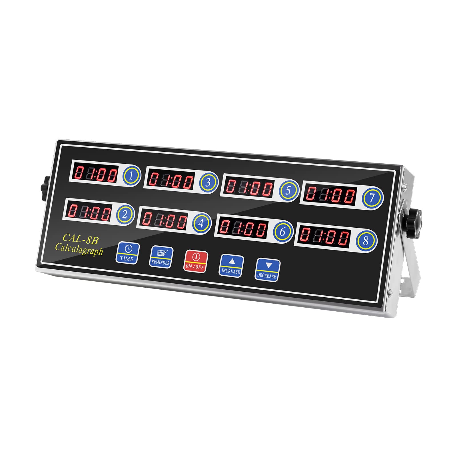 S2SQURE Restaurant Digital Kitchen Timer | 8-Channel | Led Loudly | 8-Group Food Timer | Independent Count Down | Stainless Steel | for Pizza Coffee Fast Food Fries Cooking