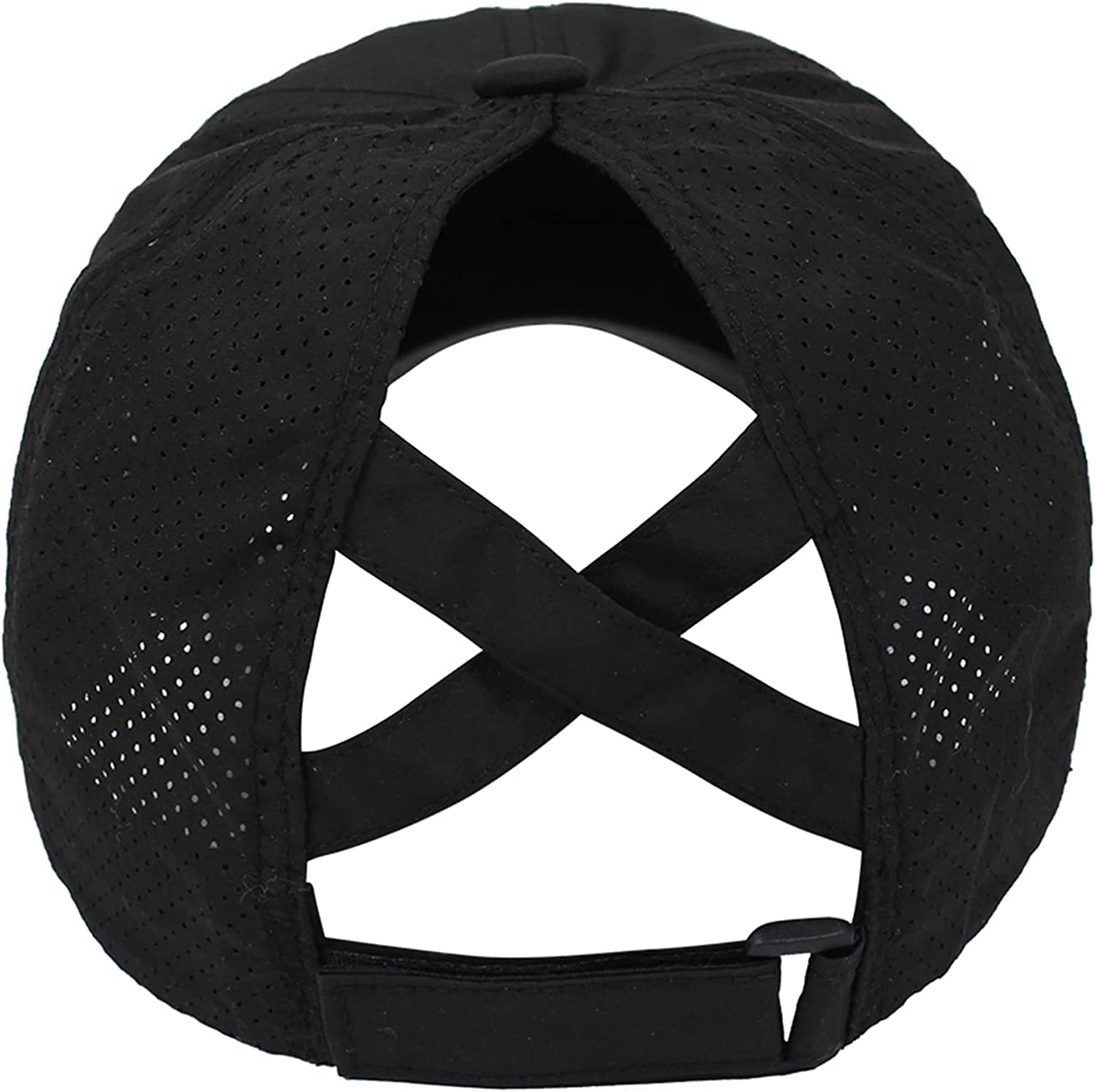 YAGOLD Womens Criss Cross Ponytail Baseball Cap Adjustable High Messy Bun Ponycap Hats Quick Drying Mesh Dad Hat for Outdoor Sports Travel Black
