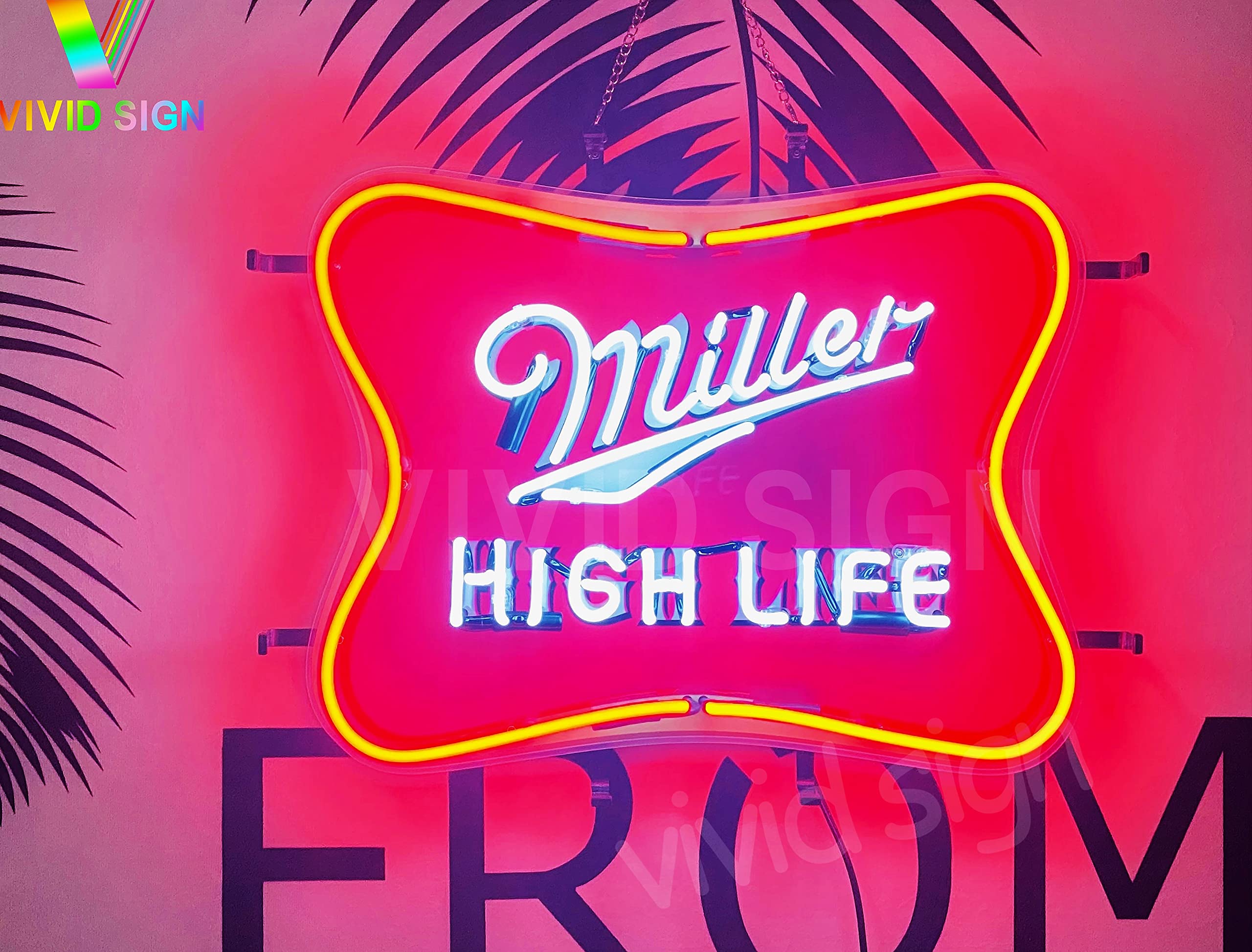 Queen Sense 20"x16" Miller High Lifes Neon Sign Light Lamp with HD Vivid Printing Tech Artwork A120MHLLVVD