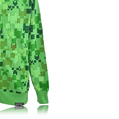 Minecraft Boys Video Game Hoodie - Black and Green Creeper Face - Official Zip Hoodie Sweatshirt (Green Camo, Medium)