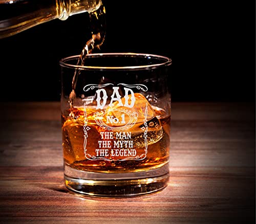 NeeNoNex Dad The Man The Myth The Legend Number One Whiskey Glass - Drinking Glass for Dad