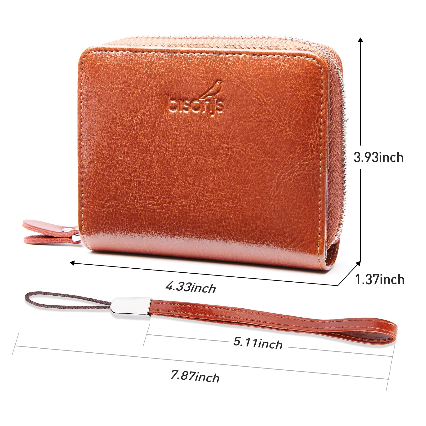 Small Wallets for Women Credit Card Wallet Bifold Compact Card Holder Genuine Leather Card Cases RFID Blocking Wallet with ID Window Brown Yellow