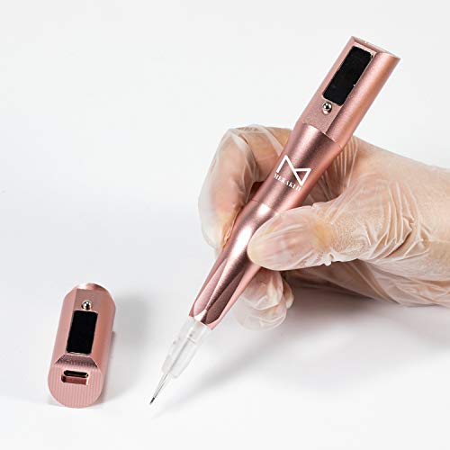 MERAKI II Professional Wireless Permanent Makeup Machine Tattoo Kit - 5 Speeds - Rechargeable Battery - Powder Brows, Lip Blushing (Machine, Meraki II - Pink)