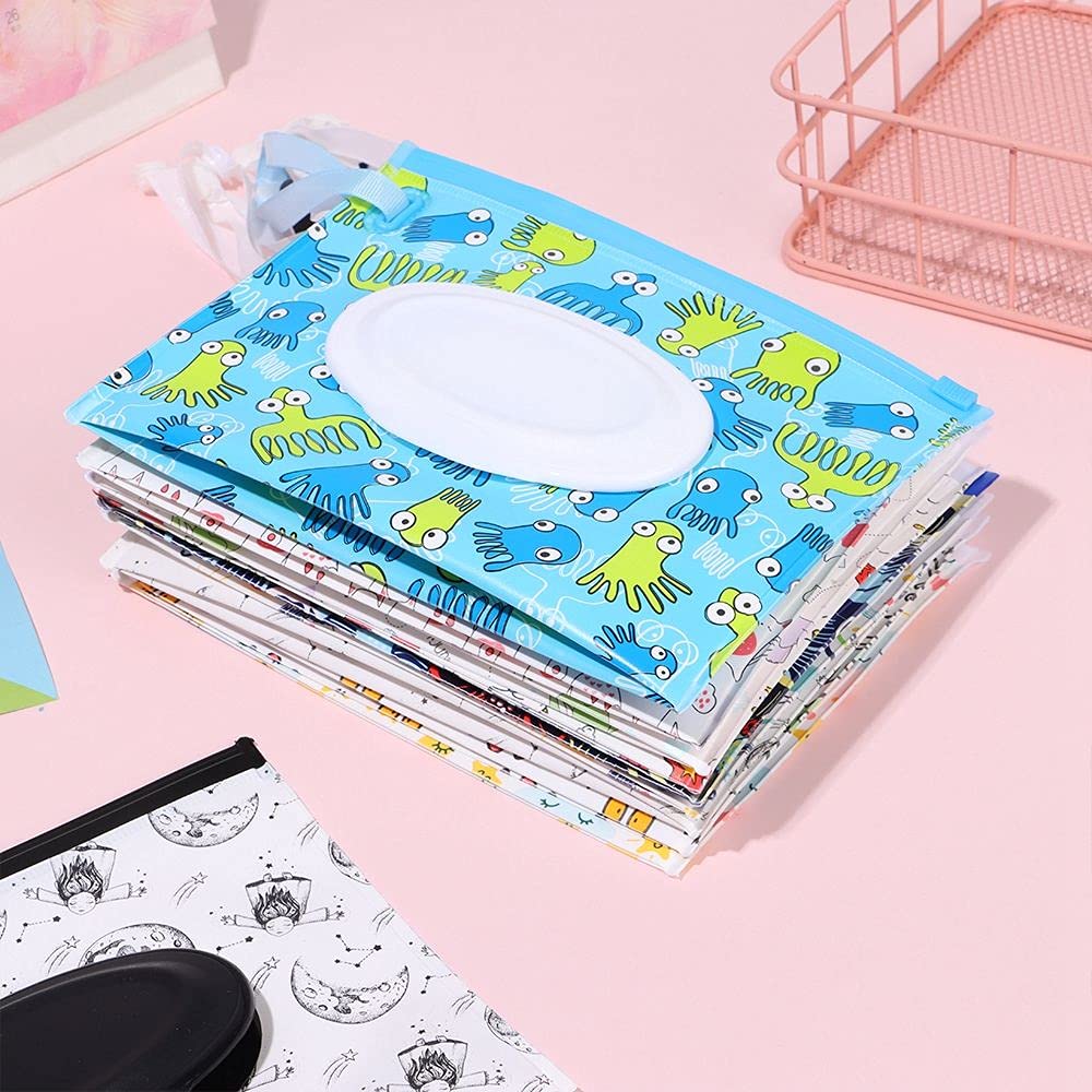 Wet Wipes Box Cute Clamshell Wipes Case Reusable Travel Refillable Portable Wipes Container(10)