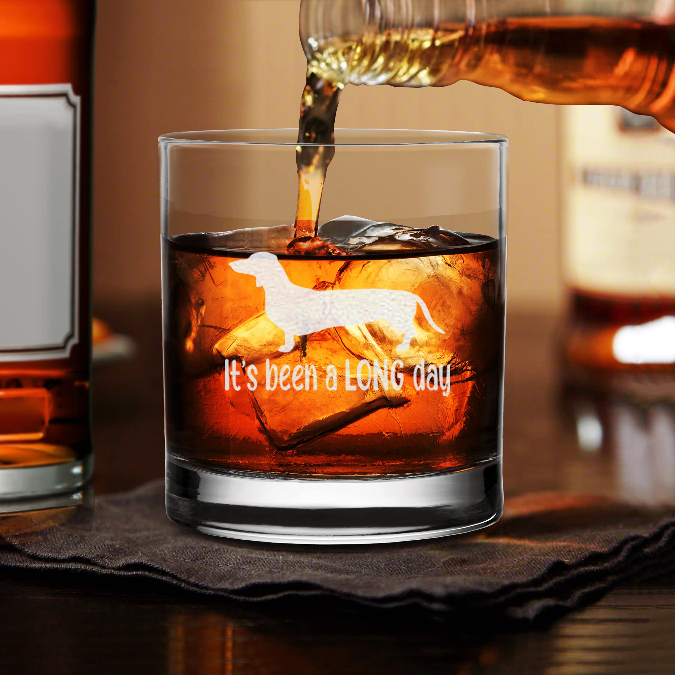 NeeNoNex It's Been a Long Day Funny Dachshund Whiskey Glass - Sarcastic Dog Lover