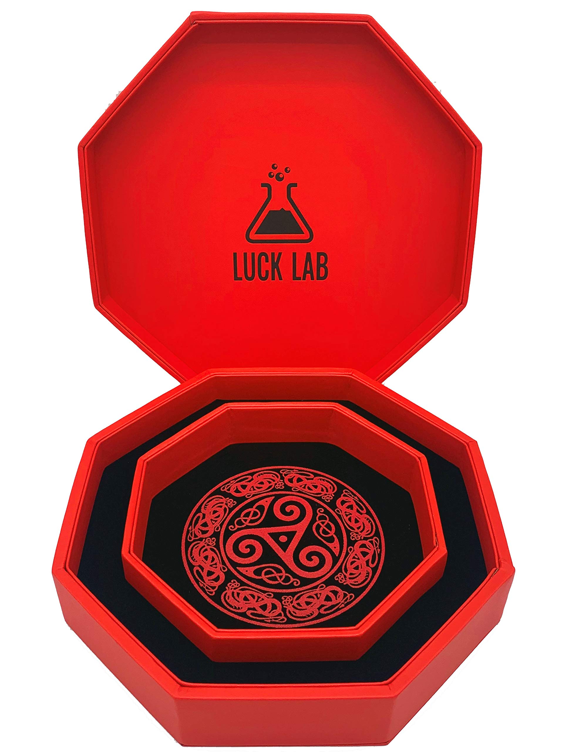 Luck Lab 8 Inch Dice Tray β Red - with Lid and Dice Staging Area for RPG Table Top Gaming- Dragon Design