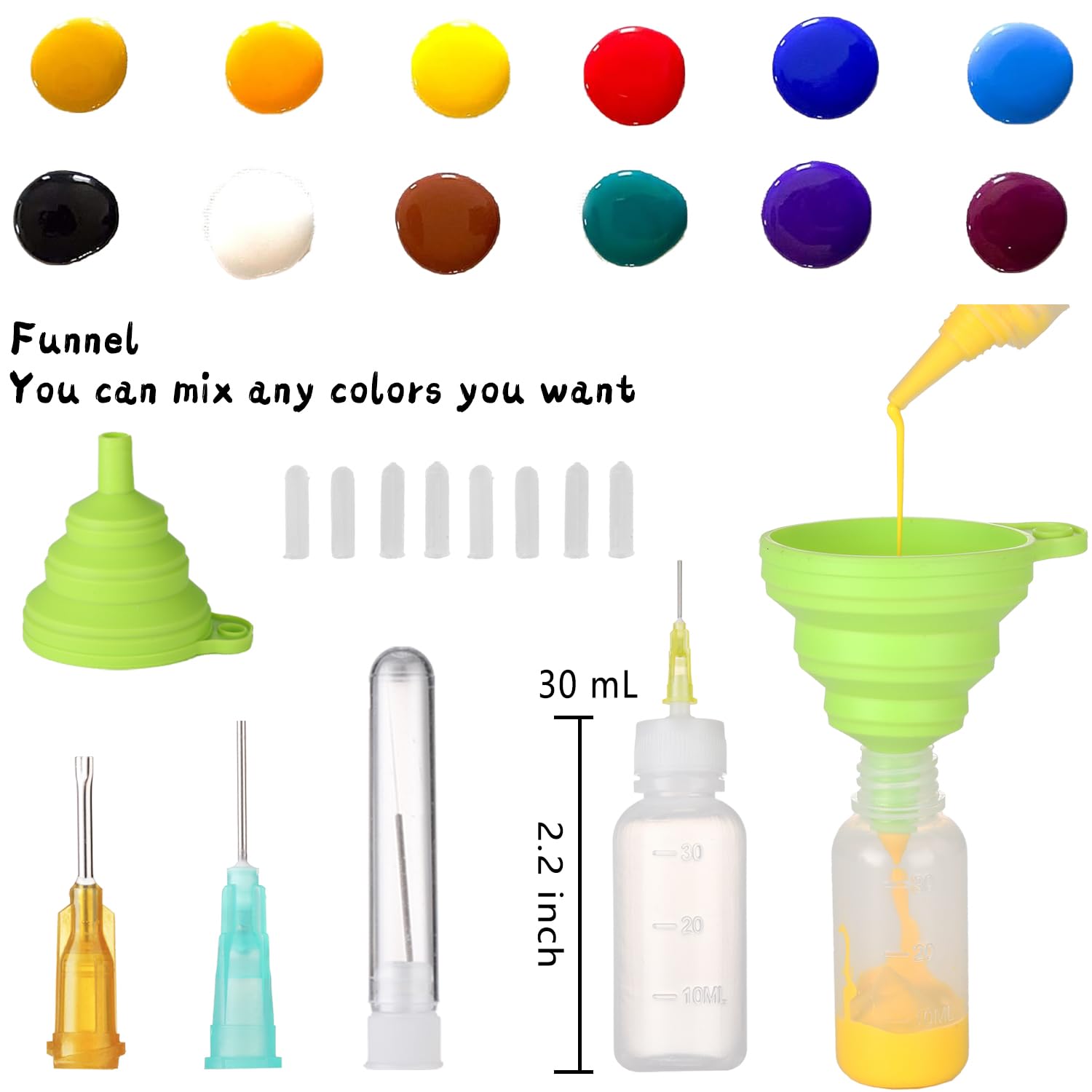 Vbeker 30ml Needle Tip Squeeze Bottle, Applicator bottle, Precision tip applicator bottle with a Funnel for Small Gluing Projects,4Pcak