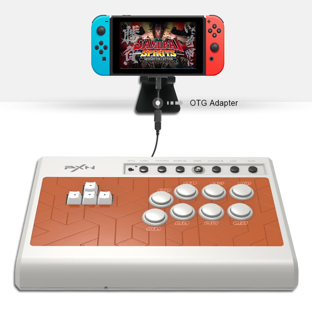 PXN X8 Arcade Fight Stick Joystick - PC Fight Sticks, Keyboard Operation Joystick with 3.5mm audio interface for PS4,PS3, PC, Xbox One, Xbox Series X|S, Switch-White