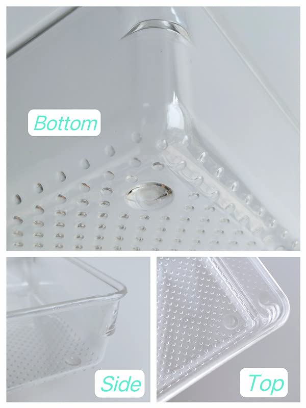 NEETBU 3 Pack Drawer Organizer Clear Plastic Storage Tray For Flatware &Utensil Cosmetics,Makeup Tools, Jewelries,Office Supplies (9βX6βX2β)