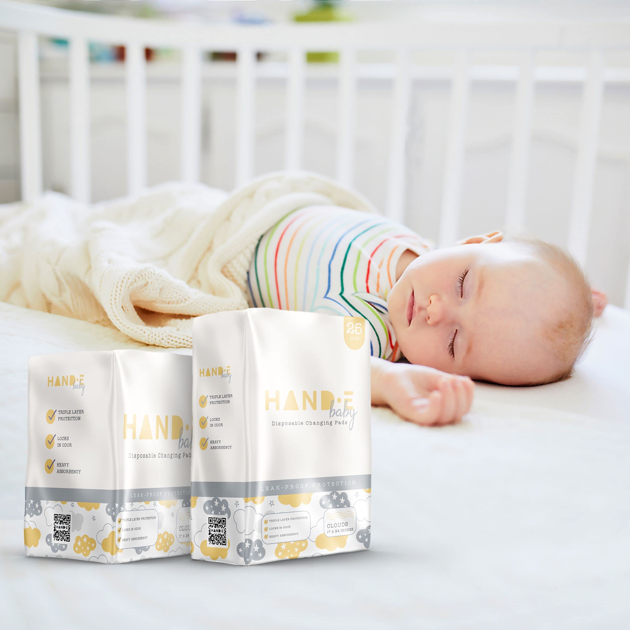 Waterproof Disposable Changing Pads for Baby - Triple Layer Protection Disposable Diaper Changing Pad - Odor Neutralizer Baby Disposable Changing Pad - 10 Cloud Liners - 17" x 24"