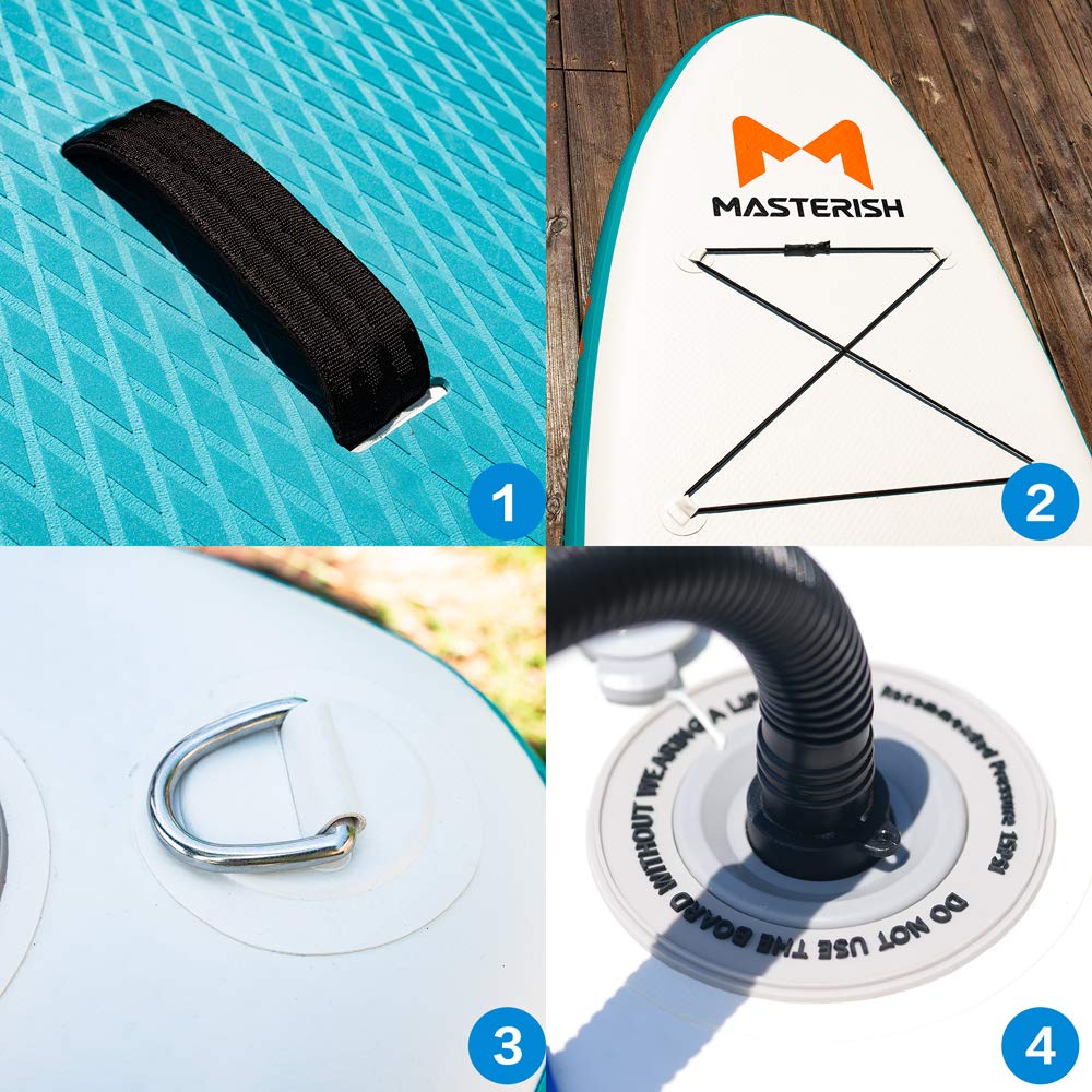 Masterish Inflatable Stand Up Paddle Board (6 Inches Thick) with Premium SUP Accessories 10’8x32”x6”