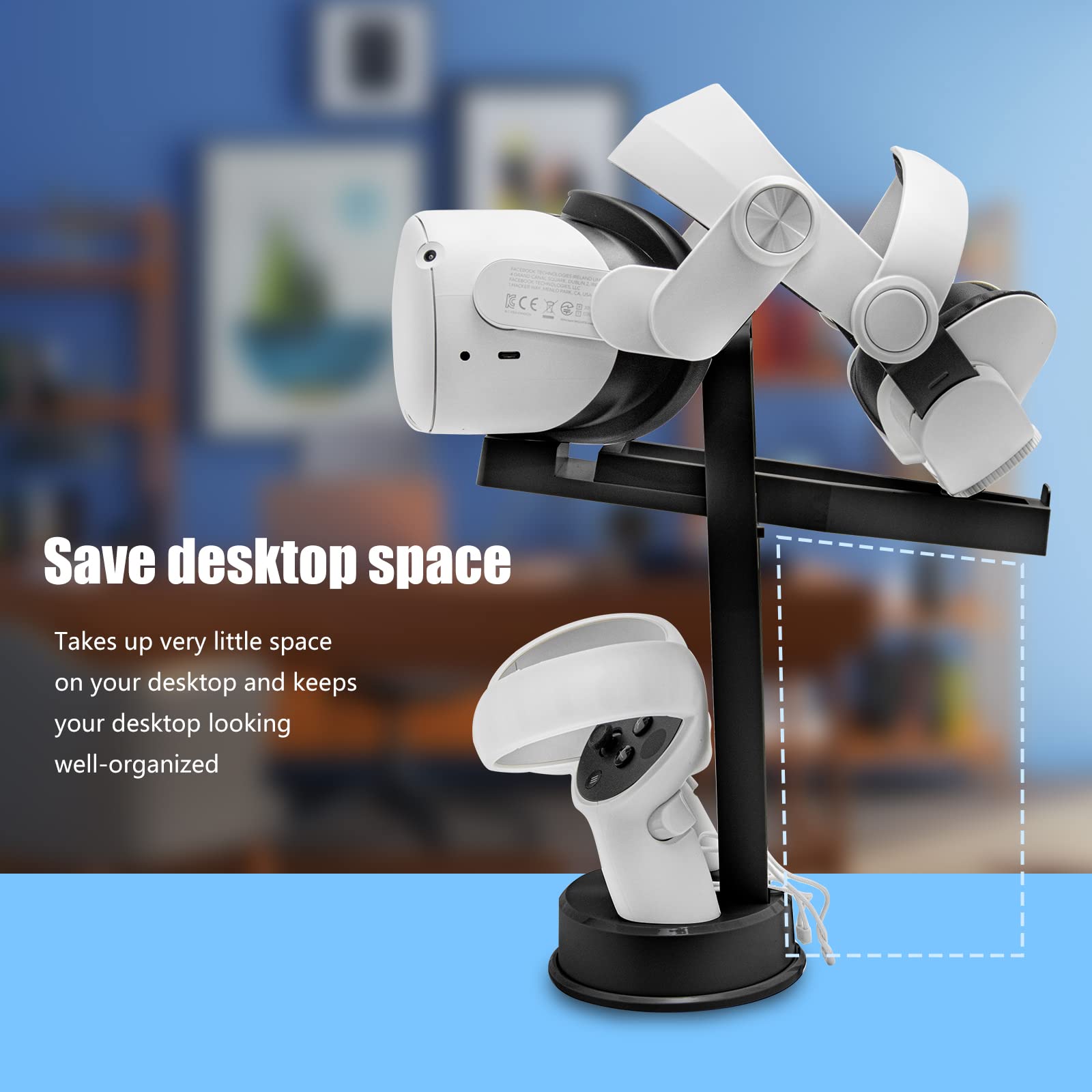 Quest 2 VR Holder, Headset Display Stand Compatible with Quest 2 VR, Rift, Rift S Headset and Touch Controllers