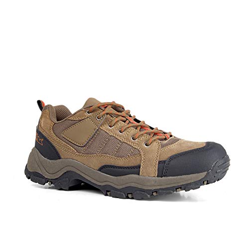 Nord Trail Mt. Hunter Low II Hiking Boots for Men - Taupe & Orange Suede Boot - 9.5