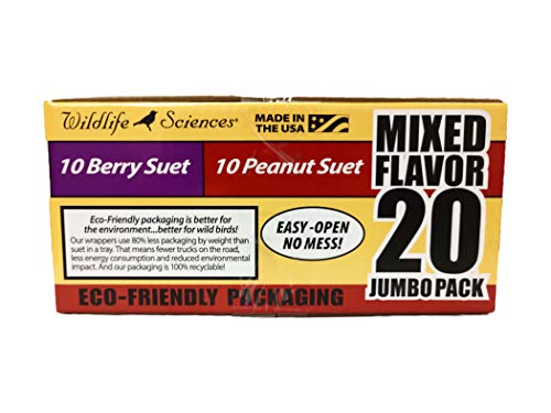 Suet Cake Jumbo Mixed 20 Pack | 10 Peanut & 10 Berry 10.5 oz. Suet Cakes for Wild Birds
