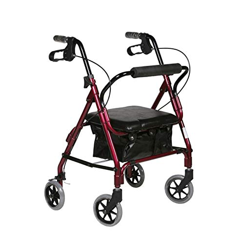 Walker,Rollator Lightweight Folding Walker with Seat 4 Wheeled Walking Frame with Brakes Carry Bag Adjustable Height Perfect for Indoor and Outdoor Outdoor