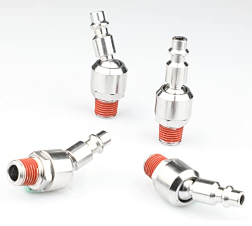 YOTOO Swivel Air Plug 1/4" Industrial Air Hose Fitting Air Quick Connect Male and Female Plugs with 1/4"-18 NPT Thread. 6-Piece Pack