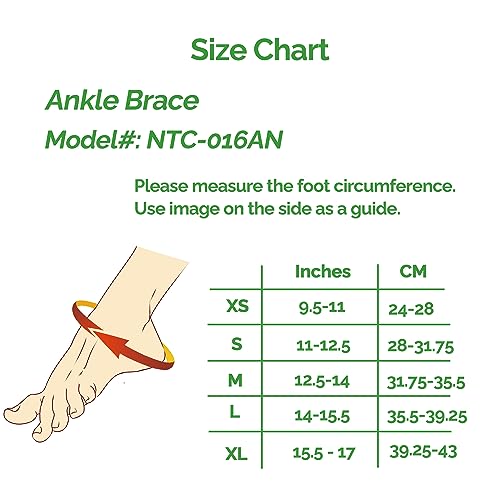 NeoTech Care Ankle Support Brace - Breathable - Men, Women, Right or Left - Gray (Size L, 1 Pair)