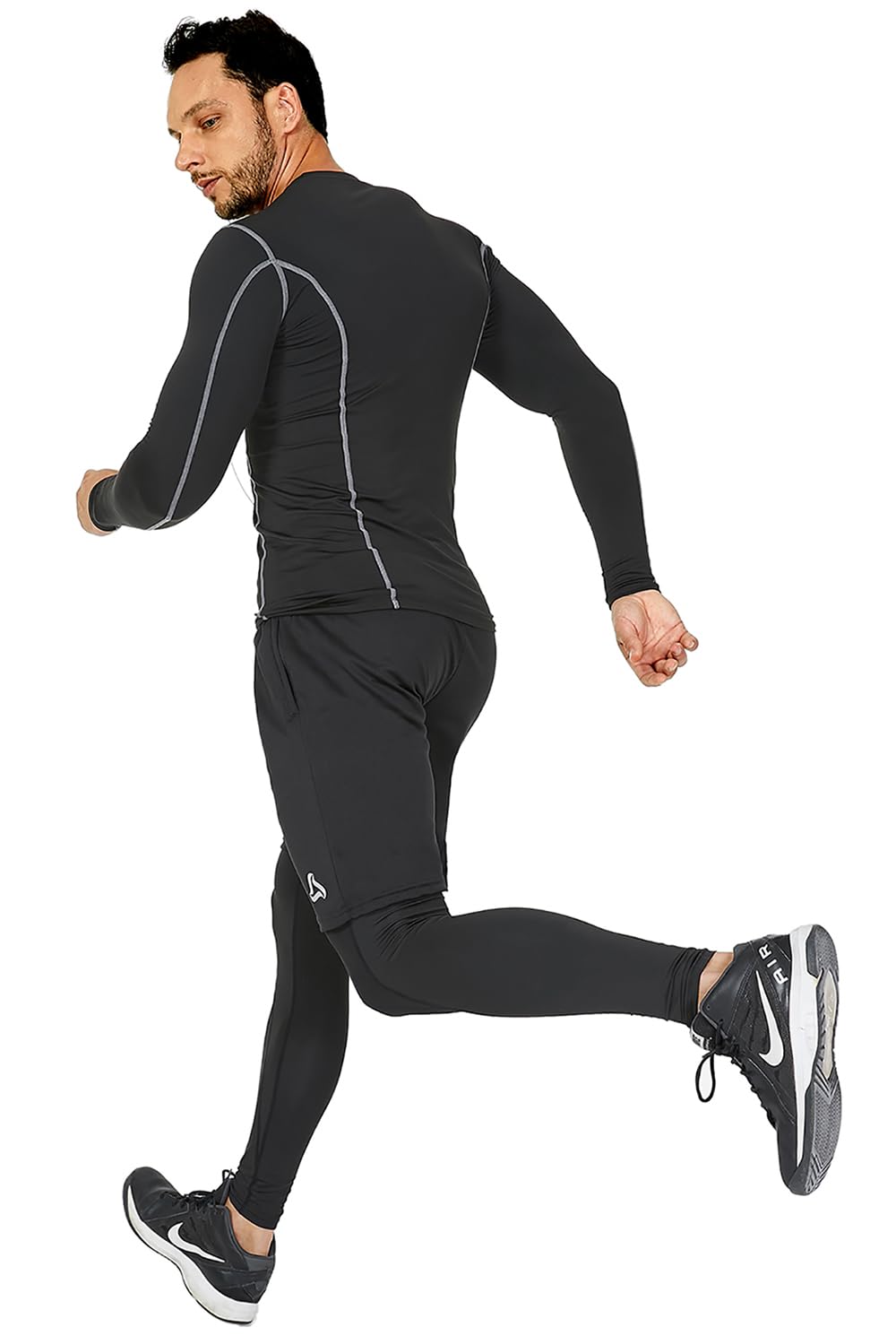 SILKWORLD Men's 2 in 1 Running Pants Workout Gym Compression Legging Sweatpants with Zipper Pockets, Dark Red,XX-Large