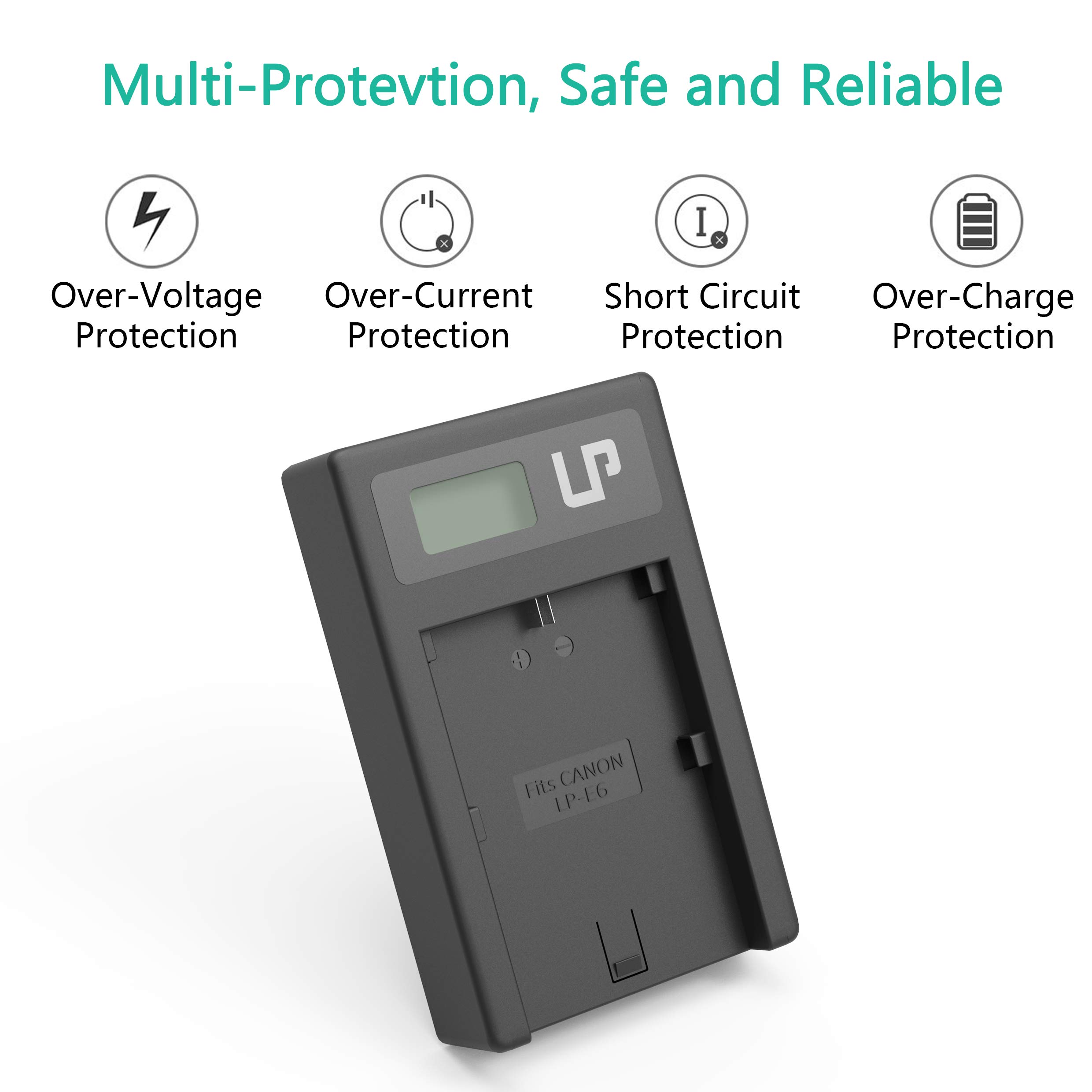 LP-E6 LP E6N Battery Charger, LP Charger Compatible with Canon EOS 90D, 80D, 70D, 60D, 60DA, 7D Mark II, 7D, 6D Mark II, 6D, 5D Mark IV, 5D Mark III, 5D Mark II, 5DS, 5DS R, R5, R6 DSLR Cameras & More