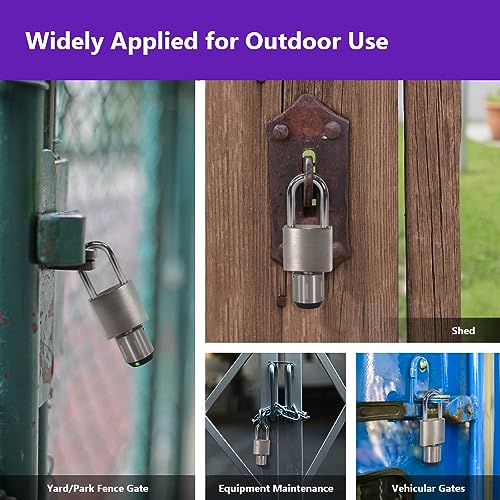 WAFERLOCK Outdoor Weatherproof Smart Padlock with Bluetooth App Control, Keycard, Pin Code, Ideal for Fence, Gate, Shed and Equipment Maintenance, Anti-Drill, Anti-Shim, Stainless Steel, C210