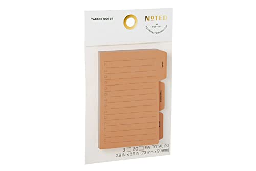 Noted by Post-it Brand Peach Tab Notes, 3x4 in, 30 Sheets/Pad, 90 Sheets Total (NTD-TAB-PCH)