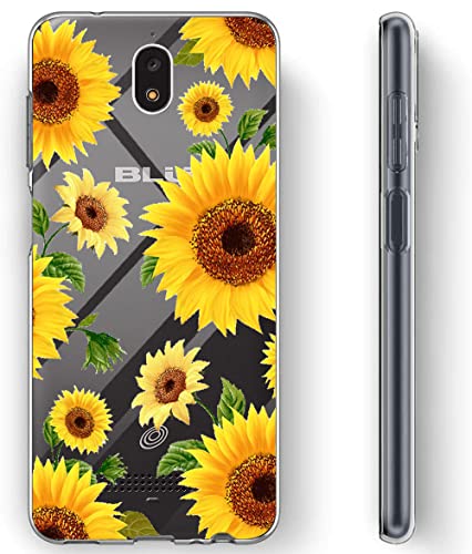 YJROP (3-Pack) for BLU View 2 Case, for BLU View 2 B130DL Case, Soft Clear TPU [Scratch-Resistant] Drop Silicone Bumper Protection Shockproof Phone Case Cover for BLU View 2 B130dl,Flower