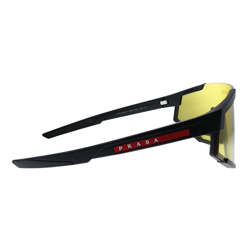 Prada Linea Rossa PS 04WSF DG004Q Black Plastic Shield Sunglasses Yellow Lens