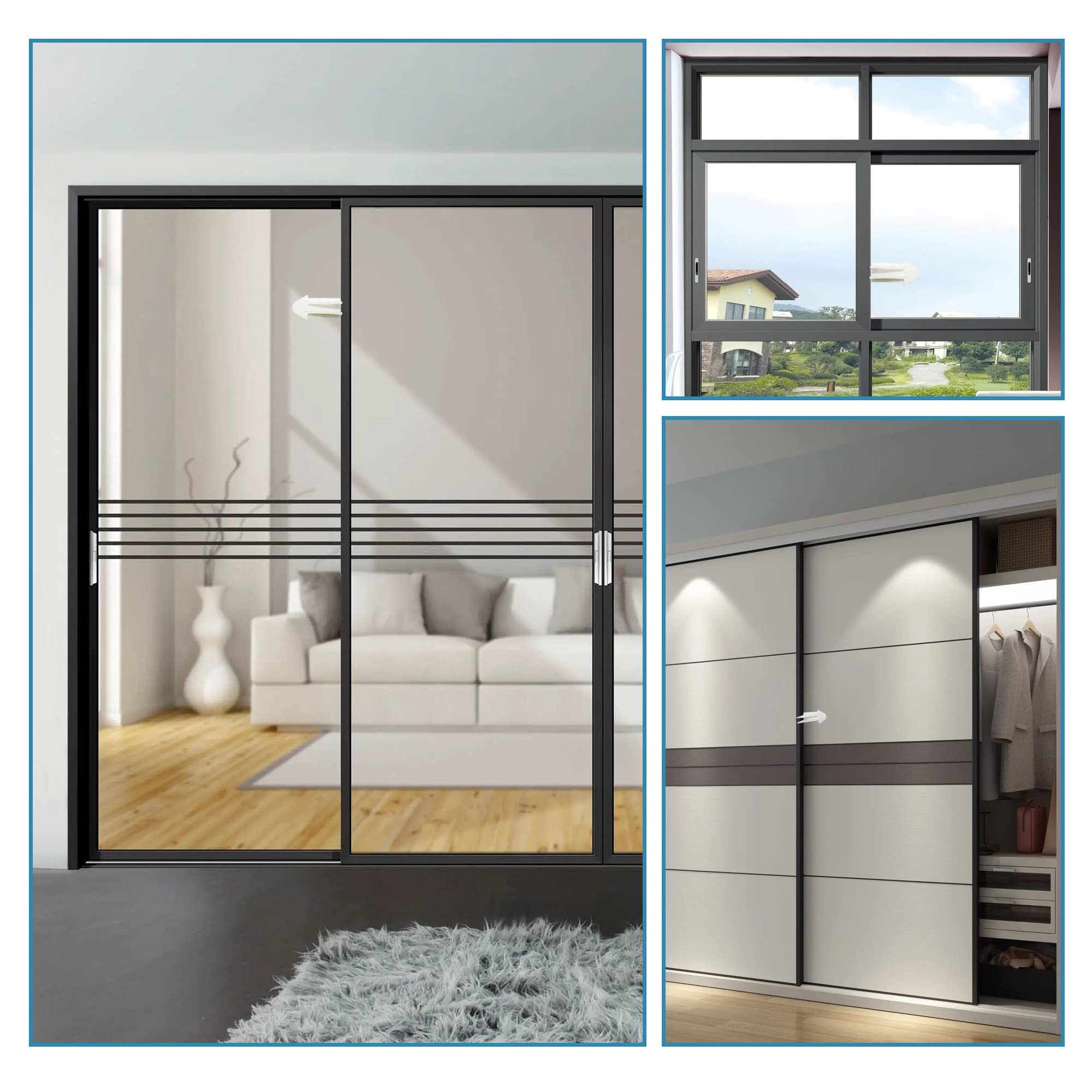 Window Safety Lock Sliding Door Glass Lock Child Baby Safety Cabinet Lock Easy to Push Adhensive No Need Driling