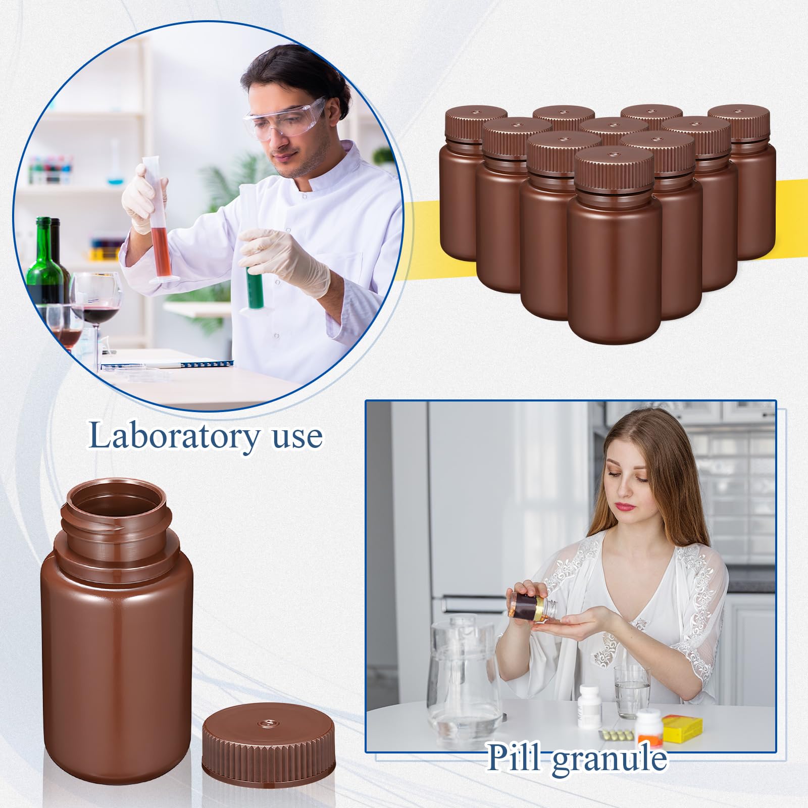 Zhehao 30 Pcs Polypropylene Wide Mouth Reagent Bottle Small Water Bottle 4 oz Plastic Bottle with Lid Empty Sealed Sample Bottle Leakproof HDPE Bottle Container for Lab Classroom Home (Clear)