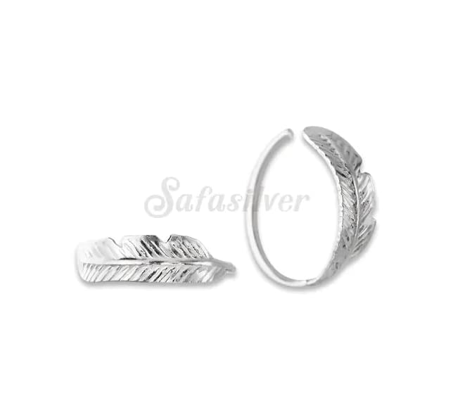 Safasilver Silver Feather Nose Hoop Ring - Handmade Piercing Jewelry - Adjustable & Comfortable Sterling silver Cute Nose Rings - Appropriate for All Occasion like Birthday, Party, Wedding