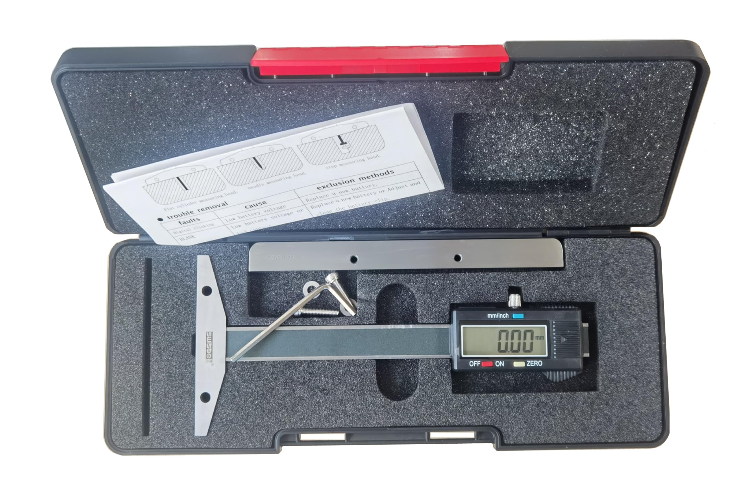 SWISEE Extended Measuring Claw Digital Depth Caliper Long Jaw Caliper Measuring Tool,Depth Gage Accuracy:0.0005"/ 0.01mm, Jaw Detachable(4"/100mm)