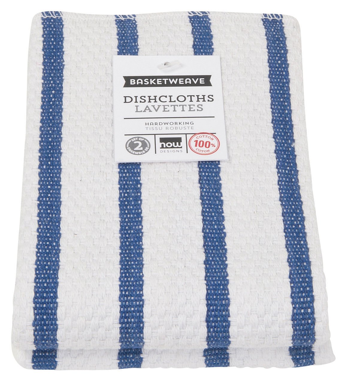 Now Designs Basketweave Kitchen Dishcloth, Set of Two, Royal Blue