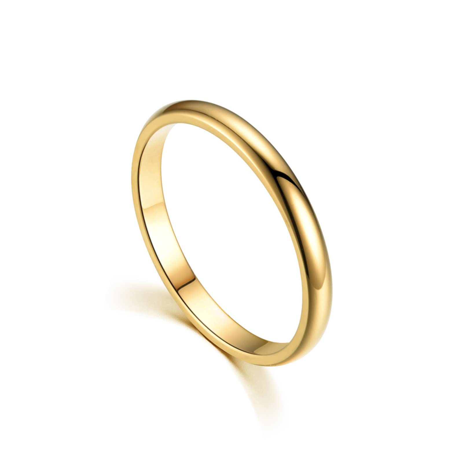 PDWZNBA 14K Gold Plated Rings Titanium Rings Classical Plain Stackable Wedding Band Rings Set Jewelry Birthday Gifts For Women
