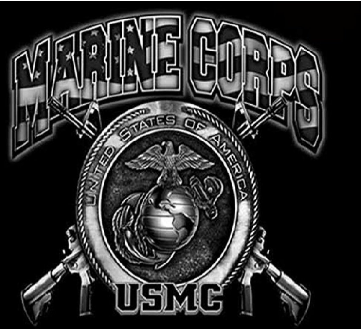 Lucky Ride Marine Corps Hoodie Big Logo Marines Hooded Sweatshirt USMC Black,Medium