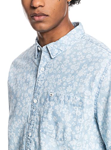 Quiksilver Men's Axwell Button Down Shirt, Trellis Chambray, Large