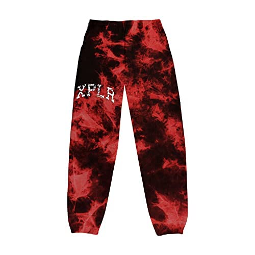 LSPWAFAEF XPLR Shatter Red Tie Dye Pullover Hoodies Suit Unisex Casual Fashion Sweatshirt (Pants,Small)