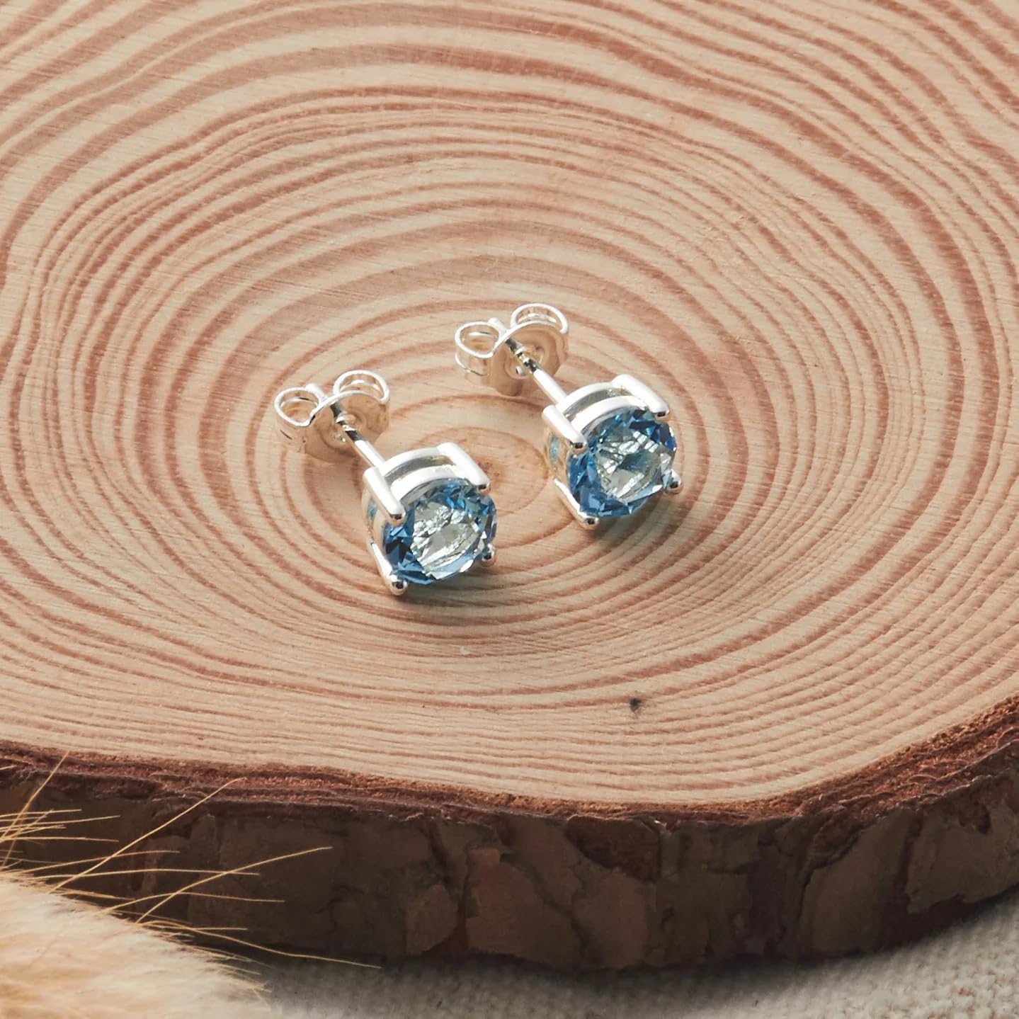 March (Aquamarine) Birthstone Earrings Created with Zircondia® Crystals