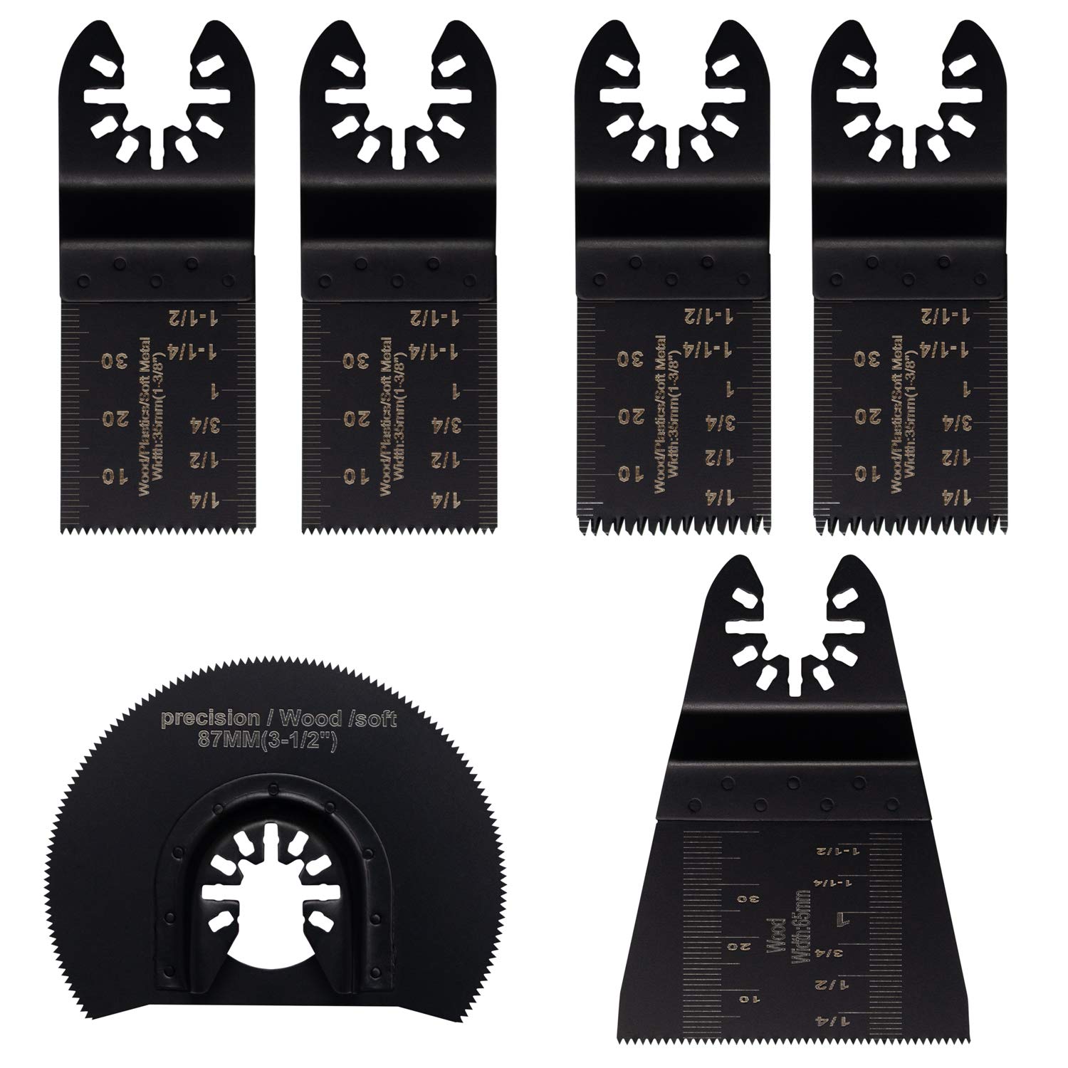 Metal Wood oscillating Multitool 6 Pcs Quick Release Saw Blades QTH062, Universal Desing, Compatible with Black & Decker, dewalt, makita, ryob,and Skill Bosch.