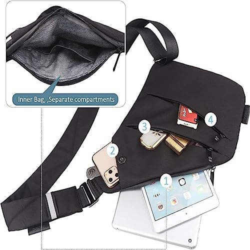 North Carry Slim Sling Bag, Northcarry, North Carry Bag, North Carry Slim Sling Bag for Women Men (Black Left shoulder)