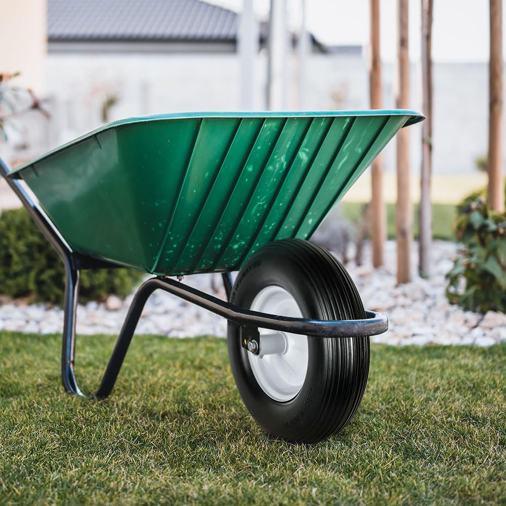 LotFancy 4.80/4.00-8” Flat Free Tire and Wheel, 16” Wheelbarrow Tire, 6” Centered Hub, 5/8” or 3/4” Bearings, Replacement for Wheelbarrows, Garden and Utility Carts, Trolleys, Wagon