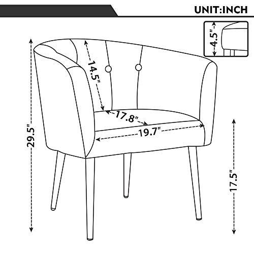 LSSBOUGHT Stylish Upholstered Button Tufted Fabric Living Room Accent Chair with Solid Wood Legs and Armrest (Beige)