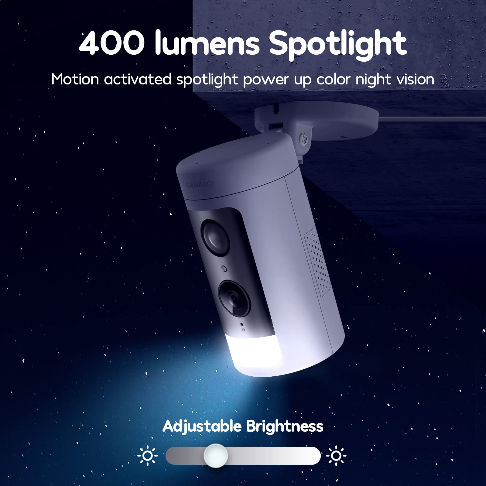 winees Security Camera Outdoor, 2K HD Camera for Home Security with 4 Spotlights, Color Night Vision, Motion Detection, 2-Way Audio, 2.4GHz WiFi, Cloud/SD Storage, Compatible with Alexa