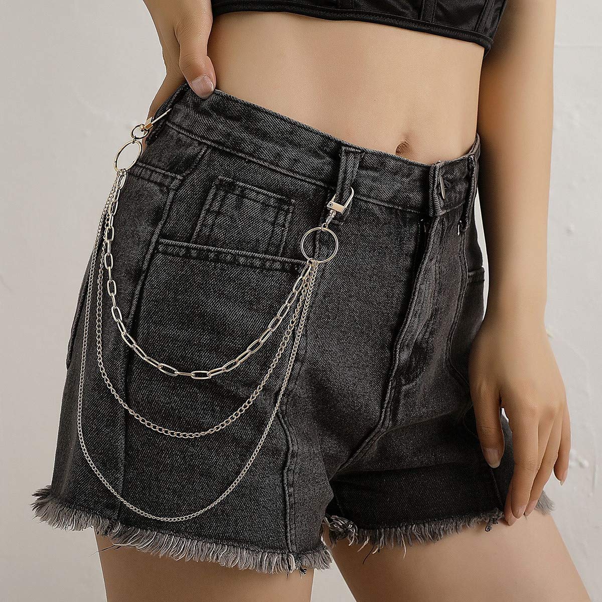 Plzoslly 2 Pieces Belt Chains Jeans Chains for Men Women, Stainless Steel Wallet Chain Hip Hop Pants Chain Pocket Chain for Wallet, Jeans Pants, Belt, Handbag