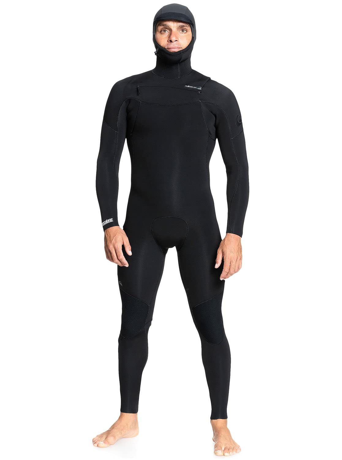 Quiksilver Mens Everyday Sessions 5/4/3 Chest Zip Hooded Wetsuit - Black | Medium