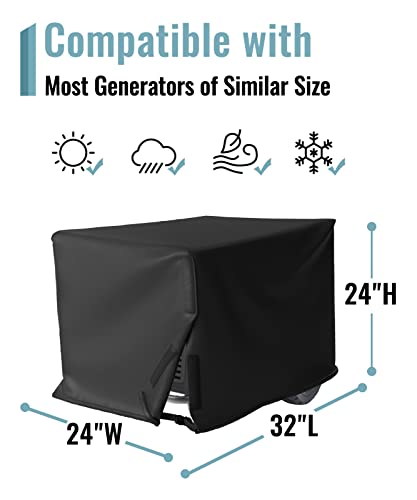 SHINESTAR Generator Cover for 5500-13000 Watt Portable Generators, for Westinghouse, Champion, DuroMax, Generac and More, Heavy Duty Waterproof 600D Polyester, 32 x 24 x 24 Inch, Black
