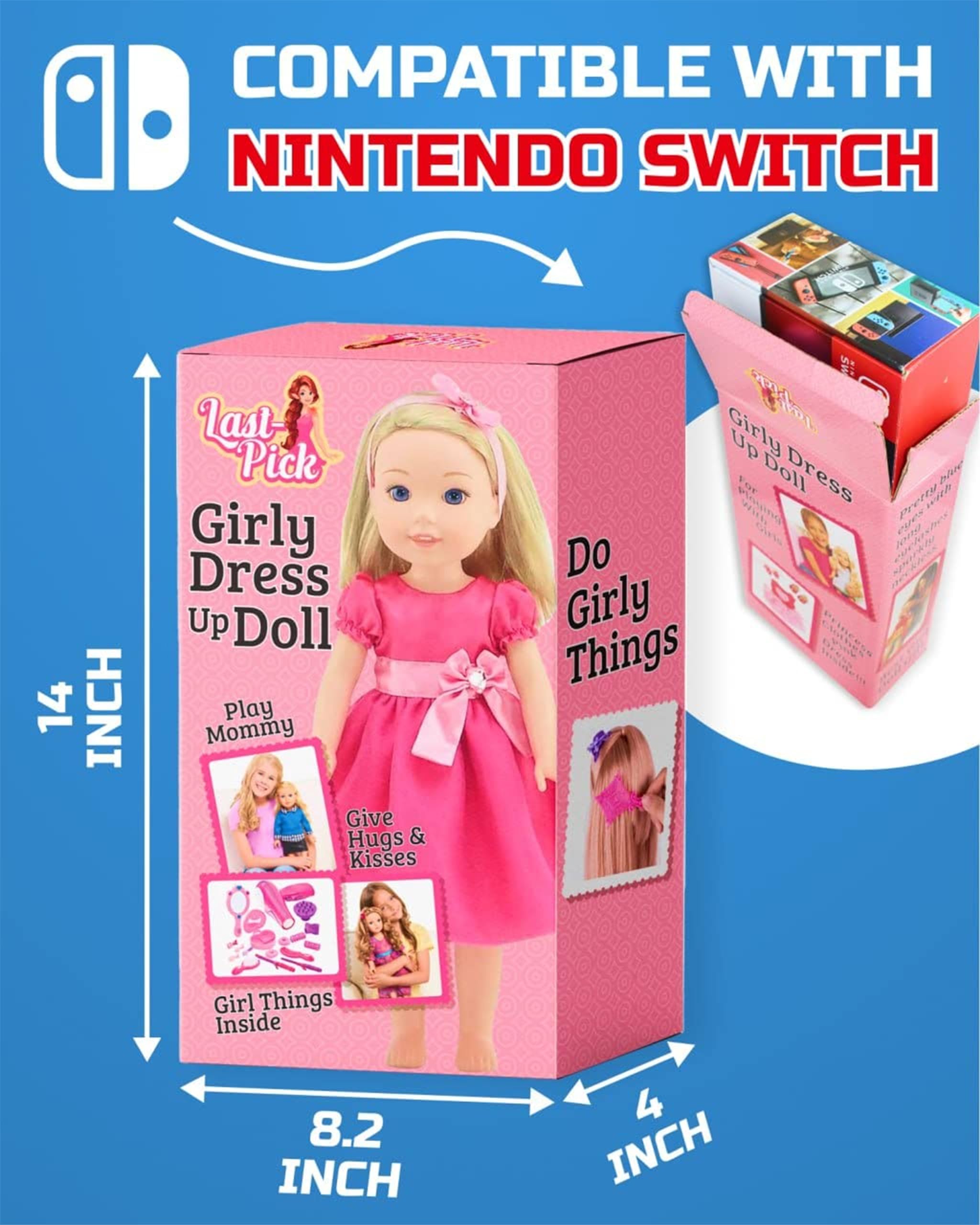 Skywin Prank Gift Box Sleeve - Fake Prank Box disguise Gift a Girly Dress-Up Doll for adults or kids - Novelty Gag Gift Box for Pranksters (Doll)