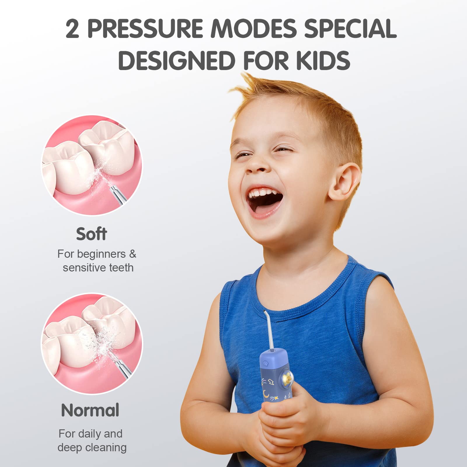 Water Flosser for Kids, Portable Water Flosser Cordless for Teeth Cleaning & Gums Braces Care - Blue